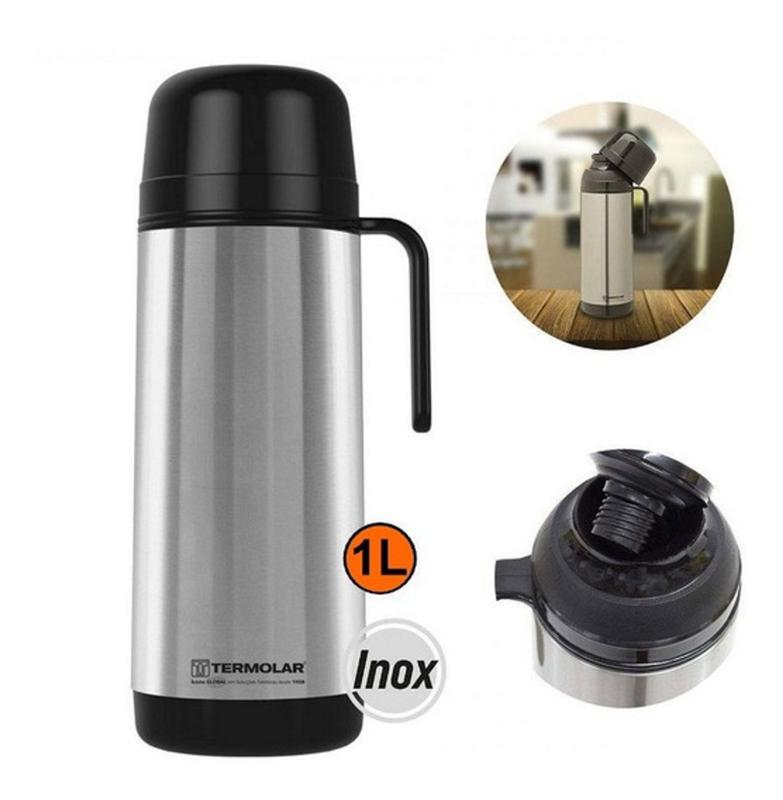 Garrafa Térmica de Café 1L Cabo Plástico Inox Termolar 7819 - Garrafa ...