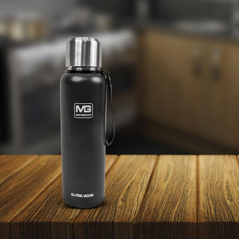 Garrafa Térmica De Isolamento A Vácuo Em Aço Inoxidável Preta 1000ml ...