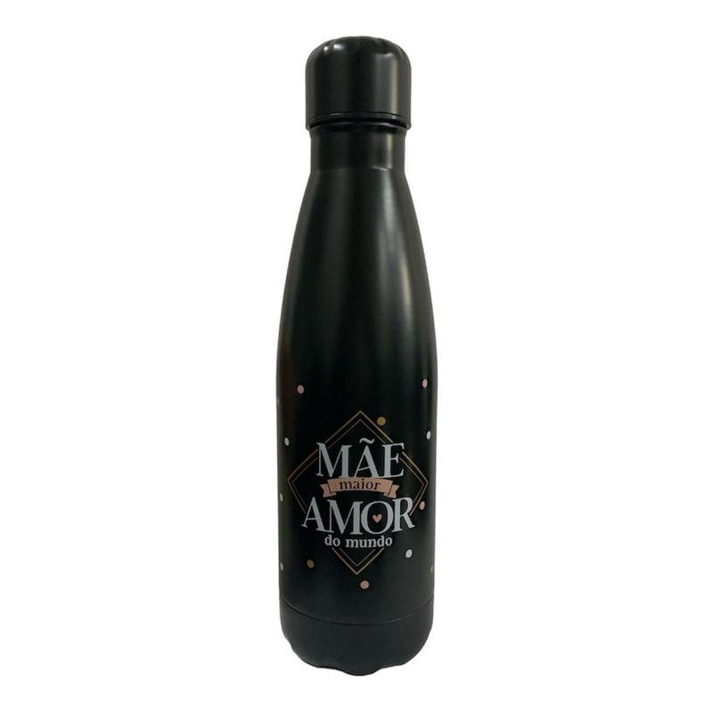 Garrafa Térmica Preta Mãe Maior Amor Do Mundo 500Ml - Brasfoot ...