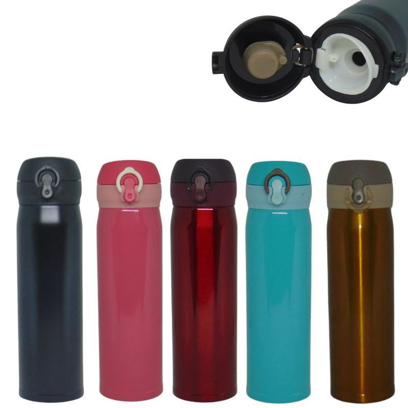 Garrafa Termica Squeeze Inox Parede Dupla 450ml Com Bico E Trava Click ...