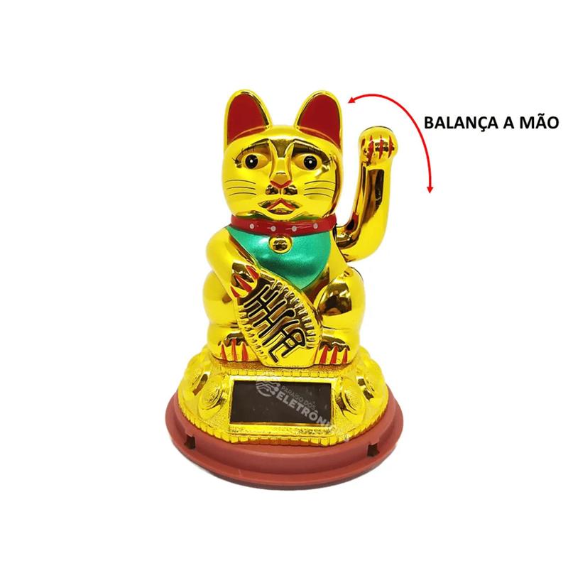 Gato Da Sorte expositorio Manekineko Dourado Movido Energia Solar ...