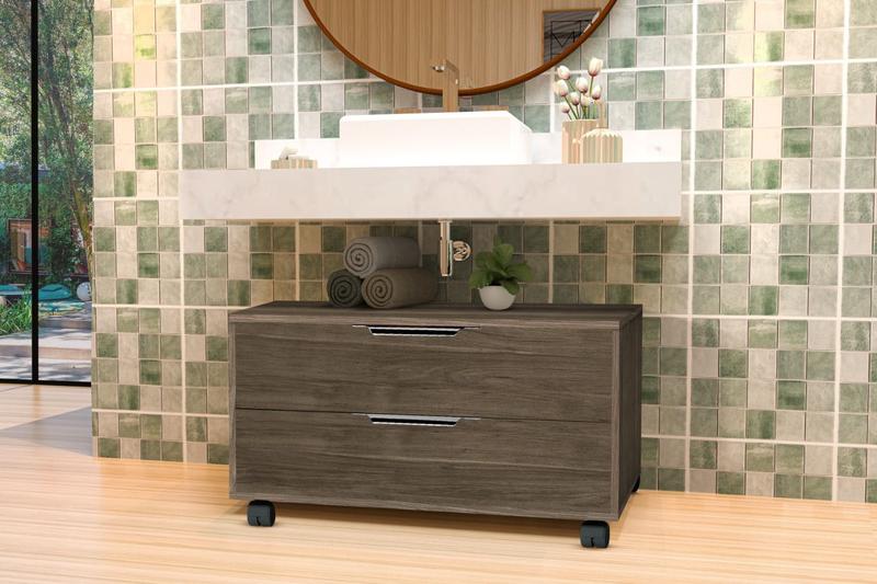 Gaveteiro C/ Rodízios e Duas Gavetas Banheiro 80 Cm - Carmin Móveis ...