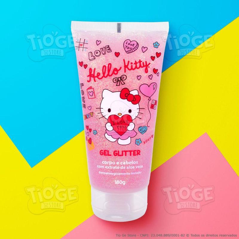 Gel Glitter Infantil Hello Kitty Corpo e Todos os Tipos de Cabelo 180g ...