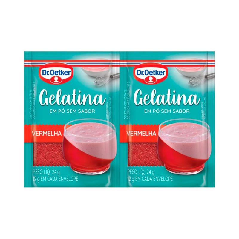 Gelatina em Pó Vermelha Sem Sabor Dr. Oetker 2x24g - Gelatina ...