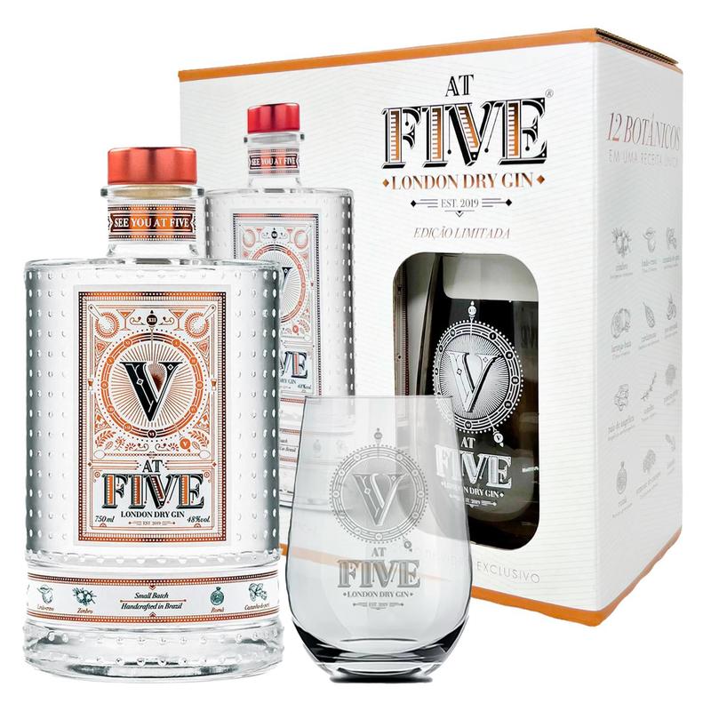 Gin At Five 750ml + Copo Personalizado - Gin - Magazine Luiza