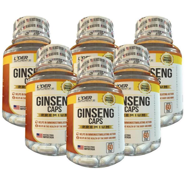 Ginseng Caps - 60 Caps 500Mg Kit Com - 6 Potes - Lider Vendas - Comida ...