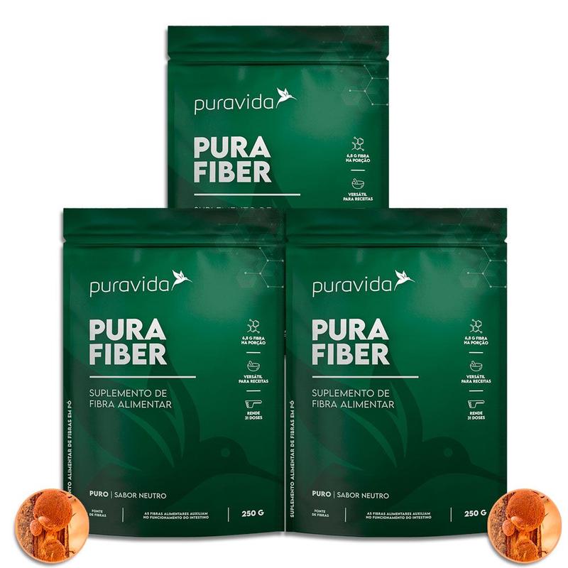 Goma Acácia Orgânica Pura Fiber 250g Puravida - Combo 3 Und. - Shape de ...