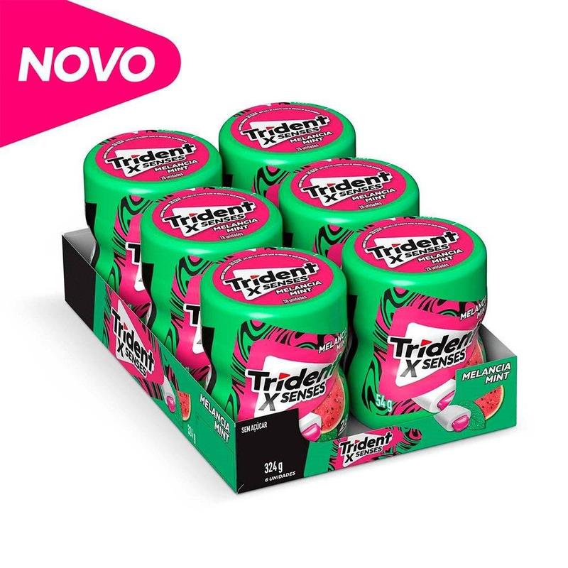Goma de Mascar Trident Melancia Menta Garrafa 54g Display 6 Unidades ...