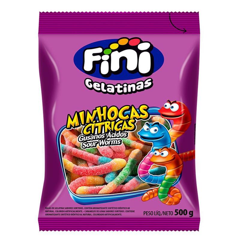 Goma fini minhocas citricas - Bala de Gelatina - Magazine Luiza