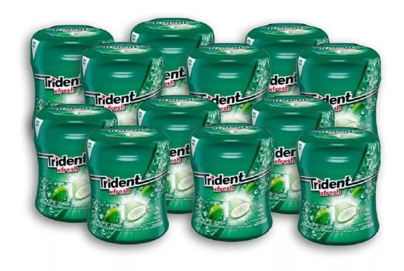 Goma Mascar Trident Garrafa Xfresh Sabor Mini 56G 12 Potes - Mondelez ...
