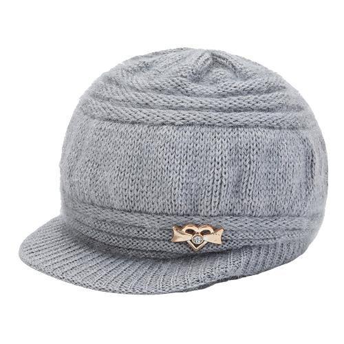 Gorro Boné Touca Boina de Lã com Viseira Forrada Feminina Inverno ...