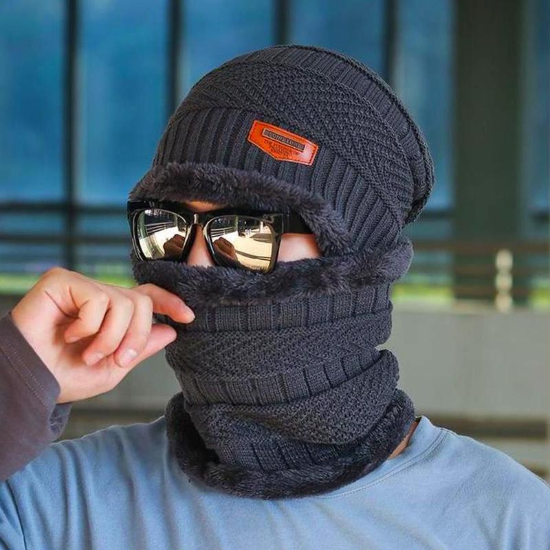 Gorro Touca Forrado Com Gola Cachecol Frio Inverno Unissex Masculino ...