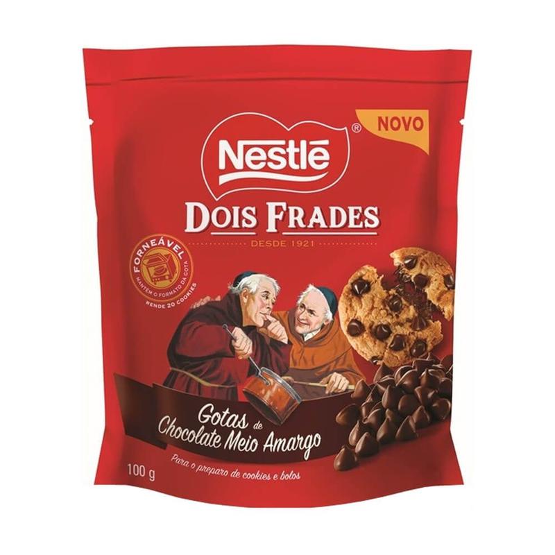 Gotas de Chocolate Meio Amargo Forneáveis Dois Frades 100g - Nestlé ...