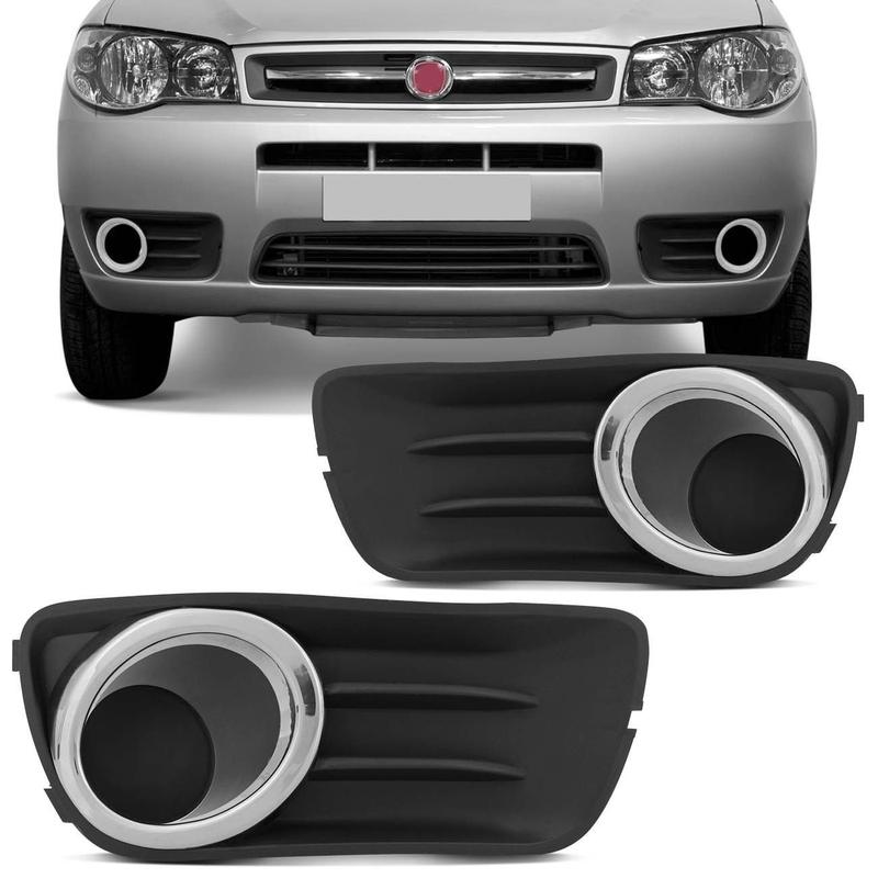 Grade Moldura Parachoque Farol de Milha Palio 10 11 12 13 14 15 16 17 Cinza Aro Cromado sem Furo ...