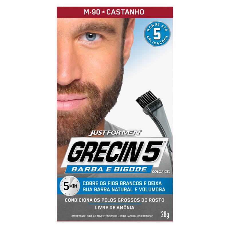 Grecin 5 Color Gel Barba E Bigode Castanho M-90 28g - Tinta para Barba e Bigode - Magazine Luiza