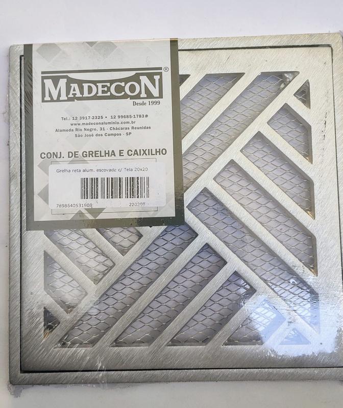 Grelha Alumínio Com Tela Anti inseto Escovada Reta 20x20 - Madecon ...