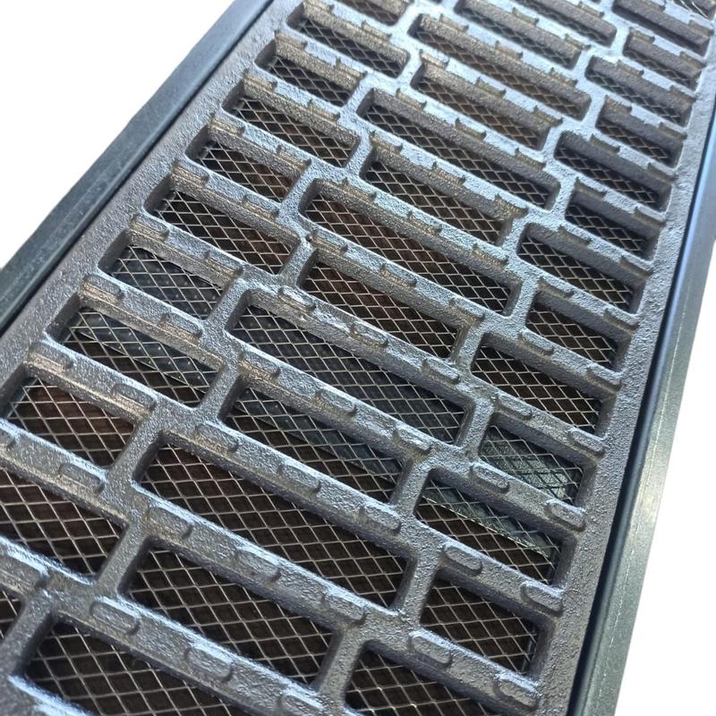 Grelha Pluvial modelo 20x50 Dual Face Aluminio Fundido com Suporte em ...
