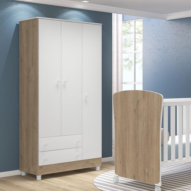 Guarda Roupa Baby Infantil 3 Portas 2 Gavetas Classic - ESTILO ...