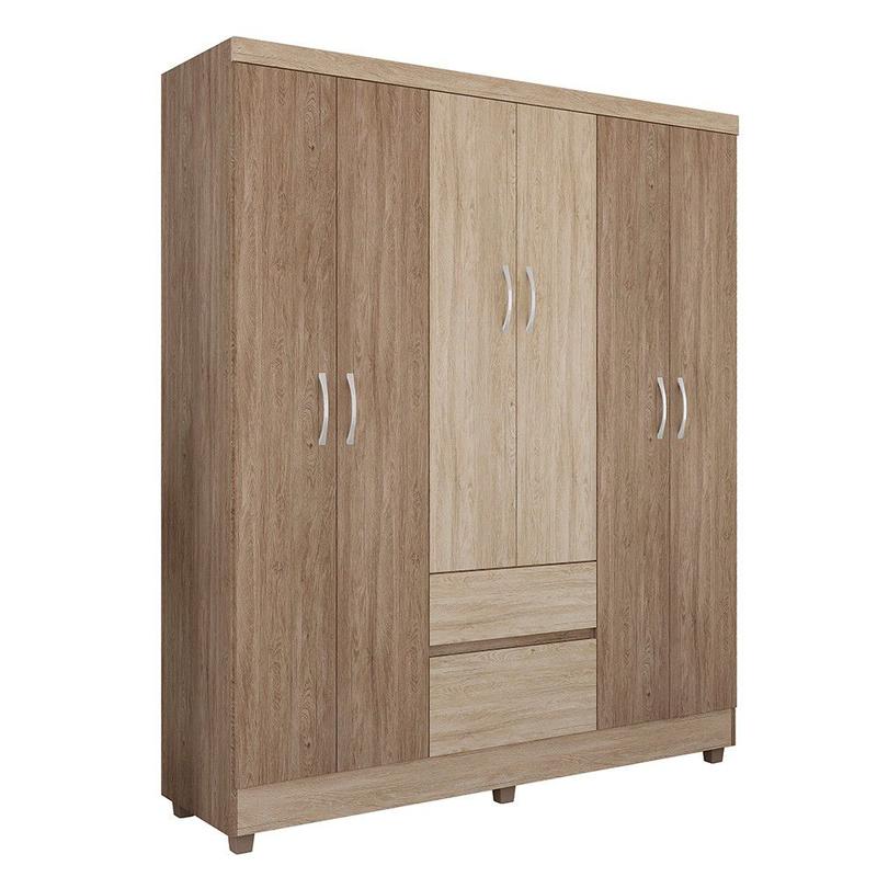 Guarda-Roupa Brenda D01 6 Portas Nogal/Vanilla Touch - ADJ DECOR ...
