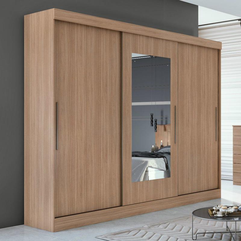 Guarda Roupa Casal 3 Portas 4 Gavetas com Espelho Montebello Lopas ...