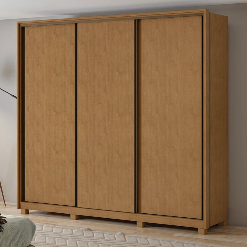 Guarda Roupa Casal 3 Portas de Correr 6 Gavetas e Pés 245cm Spazio ...