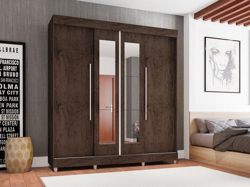 Guarda-roupa Casal 4 Portas 3 Gavetas - Nicho para TV até 32” Araplac ...