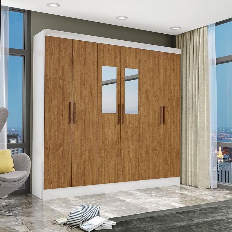 Guarda Roupa Casal 6 Portas com Espelho 2 Gavetas Reis - Carioca Moveis ...