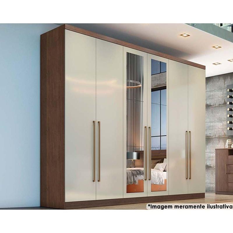 Guarda Roupa Casal 6 Portas e 6 Gavetas c/ Espelho Dello Plus Canela ...