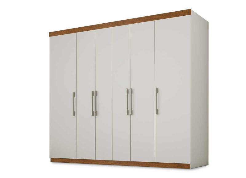 Guarda-Roupa Casal 6 Portas Provença Off White com Madeira - Tebarrot ...