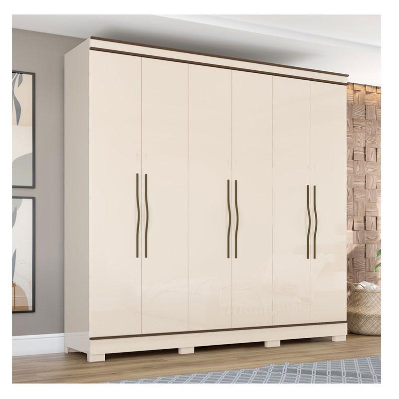 Guarda Roupa Casal Ambiente B358 Off White Castanho HP Briz Móveis ...