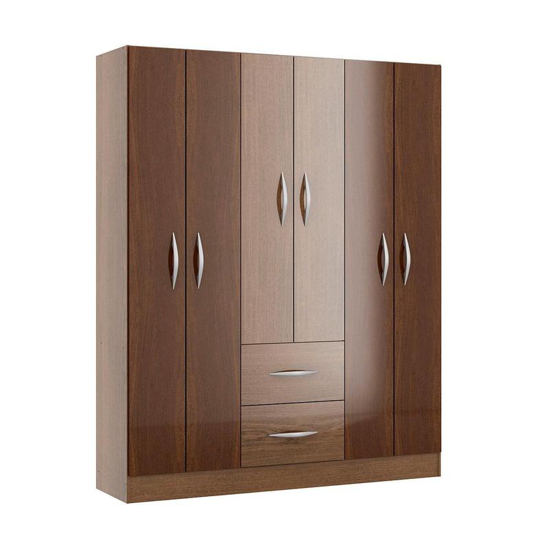 Guarda Roupa Casal Carvalho/Imbuia 06 Portas 02 Gavetas 138x172x37 MDP ...