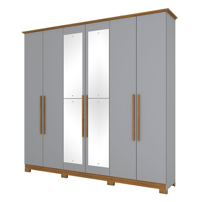 Guarda Roupa Casal Colin Cinza Nature com Espelho - Henn - Guarda-Roupa ...