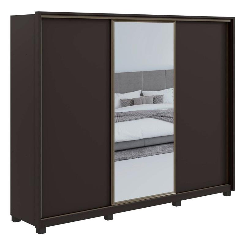Guarda Roupa Casal com Espelho 3 Portas 6 Gavetas Spazio Glass Móveis ...