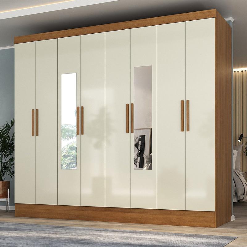 Guarda Roupa Casal com Espelho 8 Portas 4 Gavetas Jatobá Yescasa ...