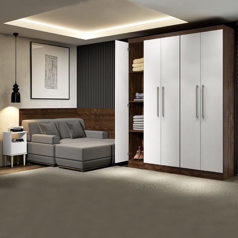 Guarda Roupa Casal Completo 200 Cm 6 Pçs MDP Castanho com Mesa ...