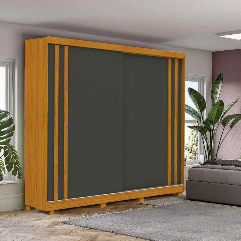 Guarda Roupa Casal Grande 3 Gavetas Naturale Grafite Brinu Shop Jm ...