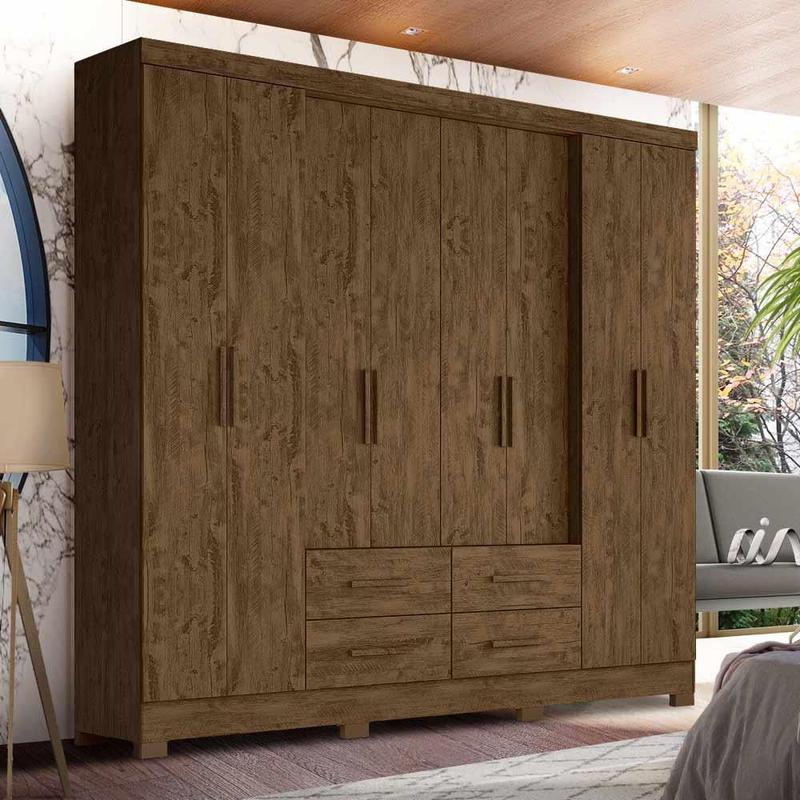 Guarda Roupa Casal Grande San Lorenzo Plus Castanho Wood Moval 2,37M ...