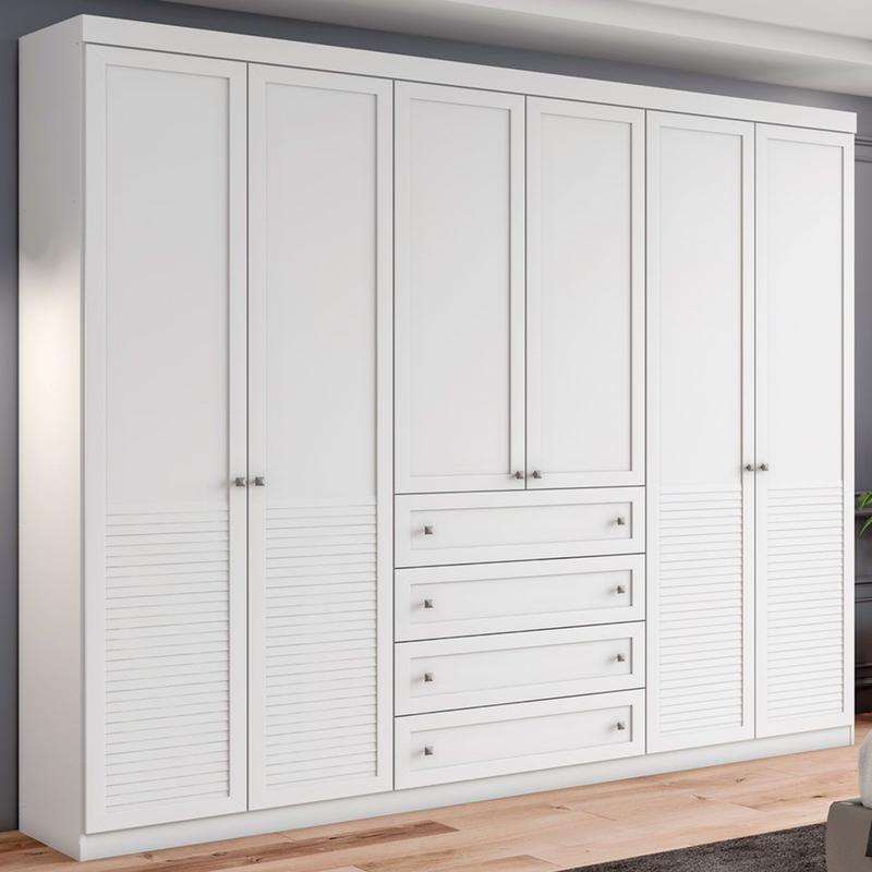 Guarda-roupa Casal Madelyn 6 Portas 4 Gavetas Branco Hp - Henn - Guarda ...