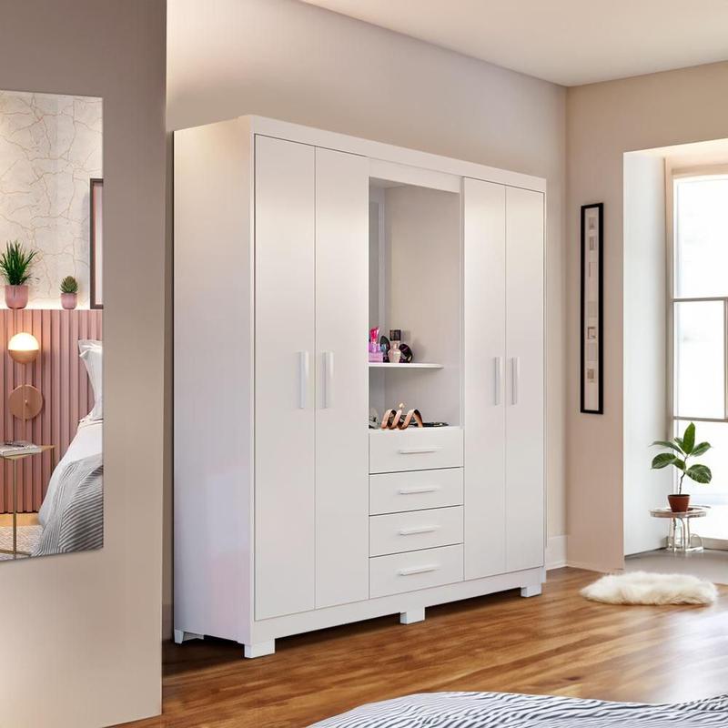 Guarda Roupa Casal Pequeno 4 Portas 156cm Branco Selyse Shop Jm ...