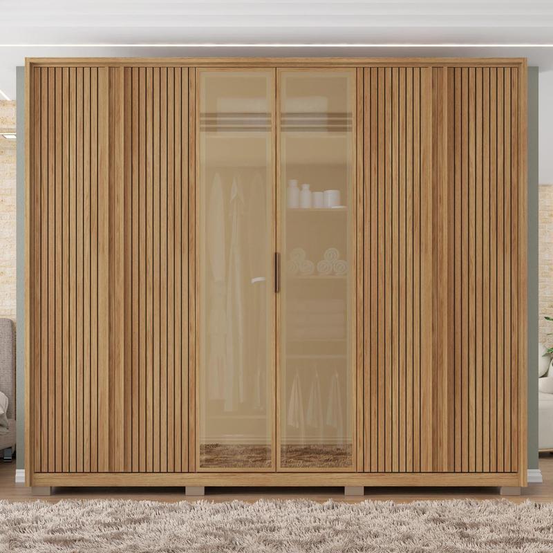 Guarda Roupa Casal Ripado 6 Portas 4 Gavetas Reflecta Suburban Buriti ...