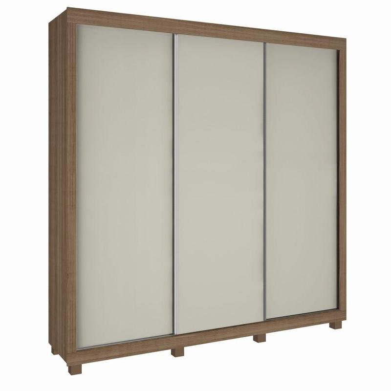 Guarda Roupa Com 3 Portas de Correr Honduras MDF Móveis Rimo Marrom Off ...