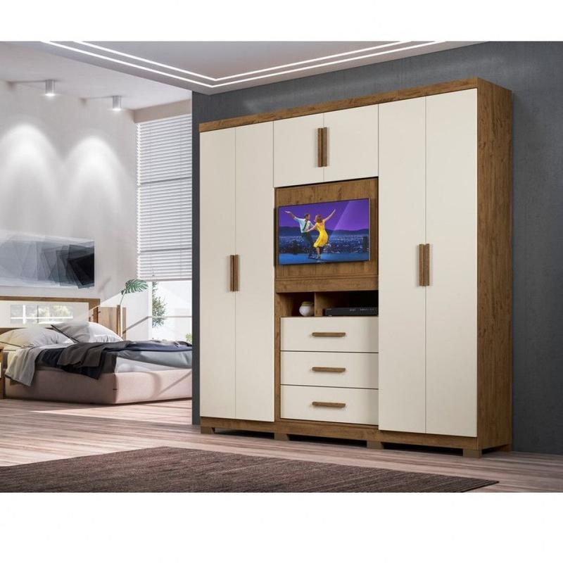 Guarda Roupa Dubai Plus 6 Portas com Suporte para TV ou Espelho Moval ...