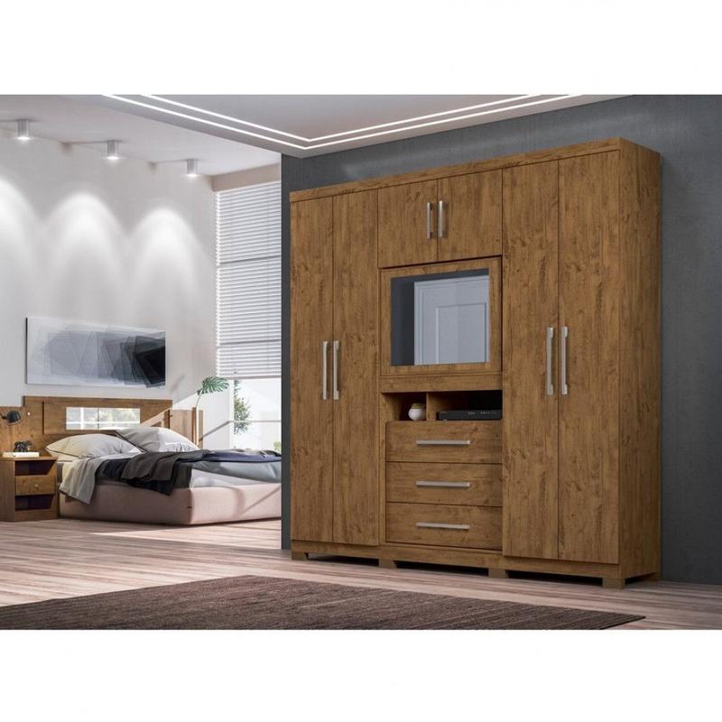 Guarda Roupa Dubai Plus 6 Portas com Suporte para TV ou Espelho Moval ...