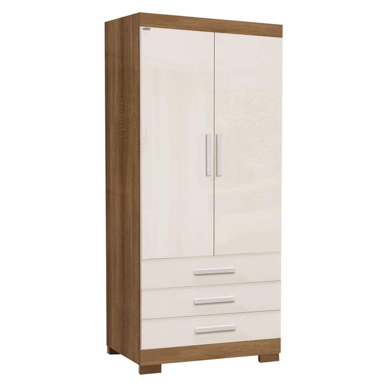 Guarda Roupa Floripa Solteiro 2 Portas 3 Gavetas Rud Rack Cor Mel Off ...