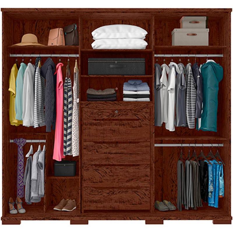 Guarda Roupa Grande Casal Com 6 Portas Em MDF Pinhão Fênix - Guarda ...
