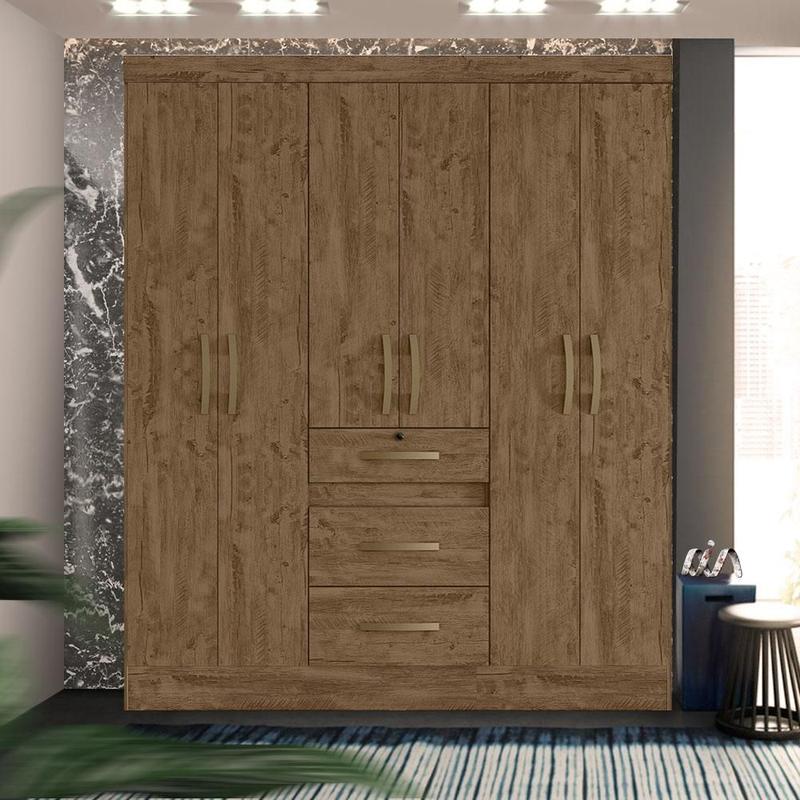 Guarda-roupa grande de madeira com 6 portas e 3 gavetas - Shop JM ...