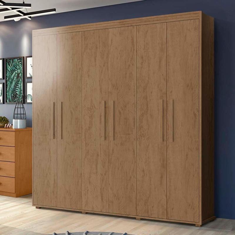 Guarda Roupa Grande De Solteiro 6 Portas 2 Gavetas Castanho Skylar Shop ...