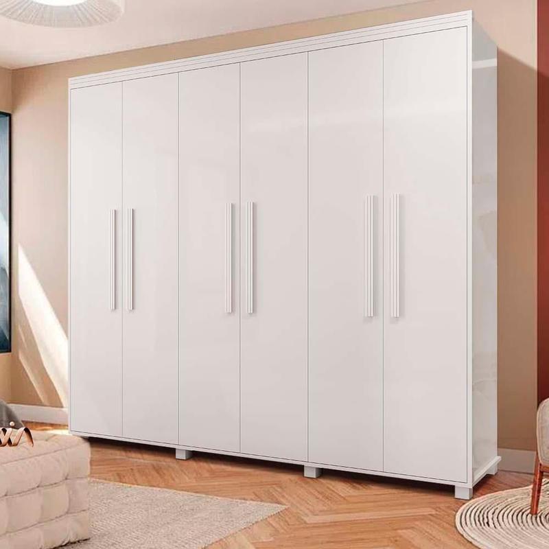 Guarda Roupa Grande De Solteiro 6 Portas 3 Gavetas Branco Rhodes Shop ...