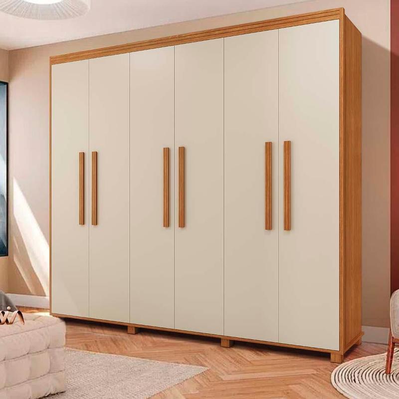 Guarda Roupa Grande De Solteiro 6 Portas 3 Gavetas Nature Off White ...