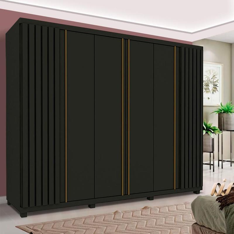 Guarda Roupa Grande Ripado 6 Portas 4 Gavetas Grafite Aloys Shop Jm ...